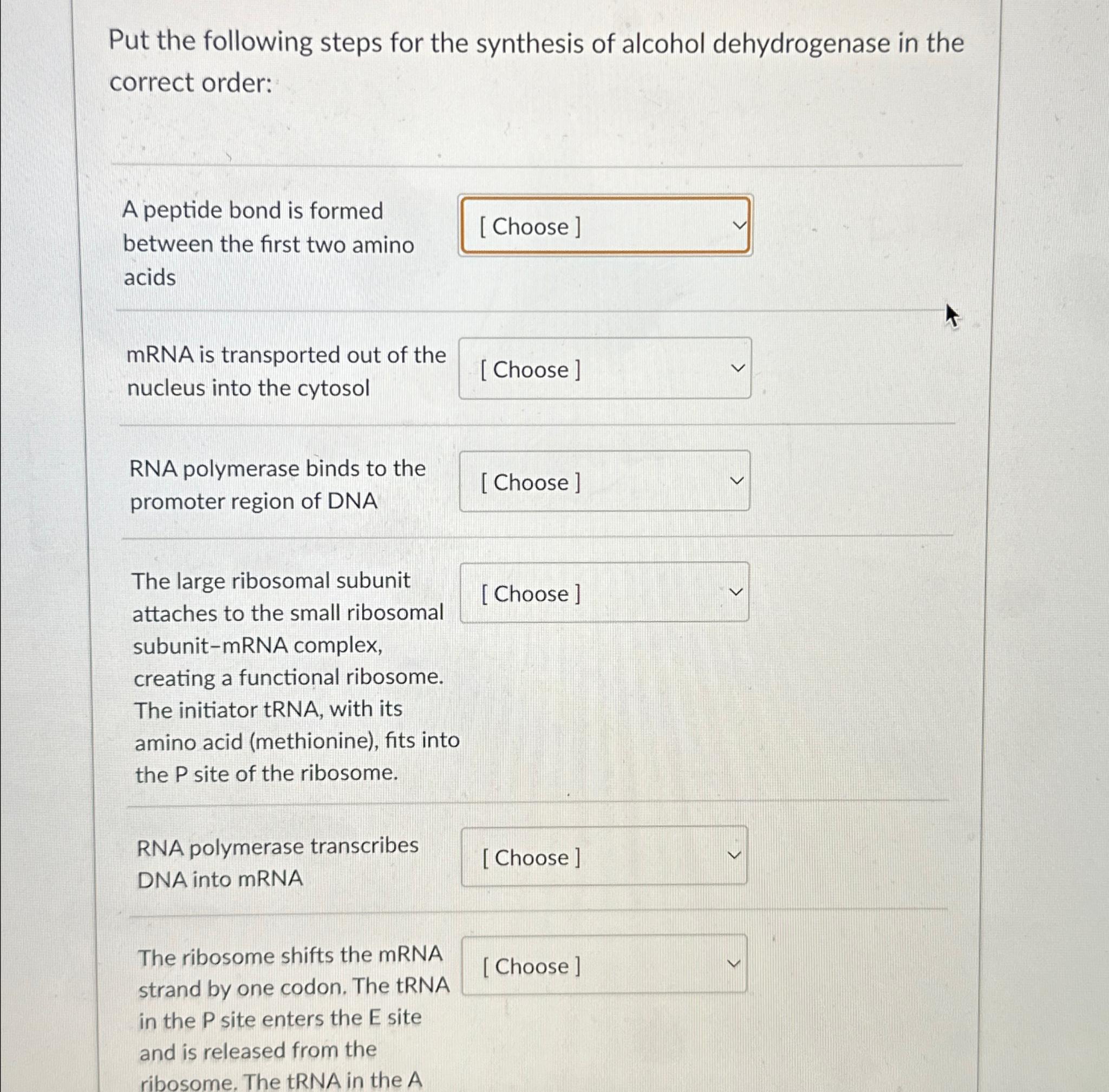 Solved Put the following steps for the synthesis of alcohol | Chegg.com