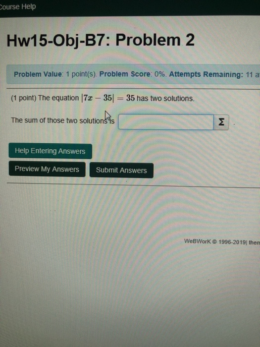 Solved Course Help Hw15 Obj B7 Problem 2 Problem Value 1