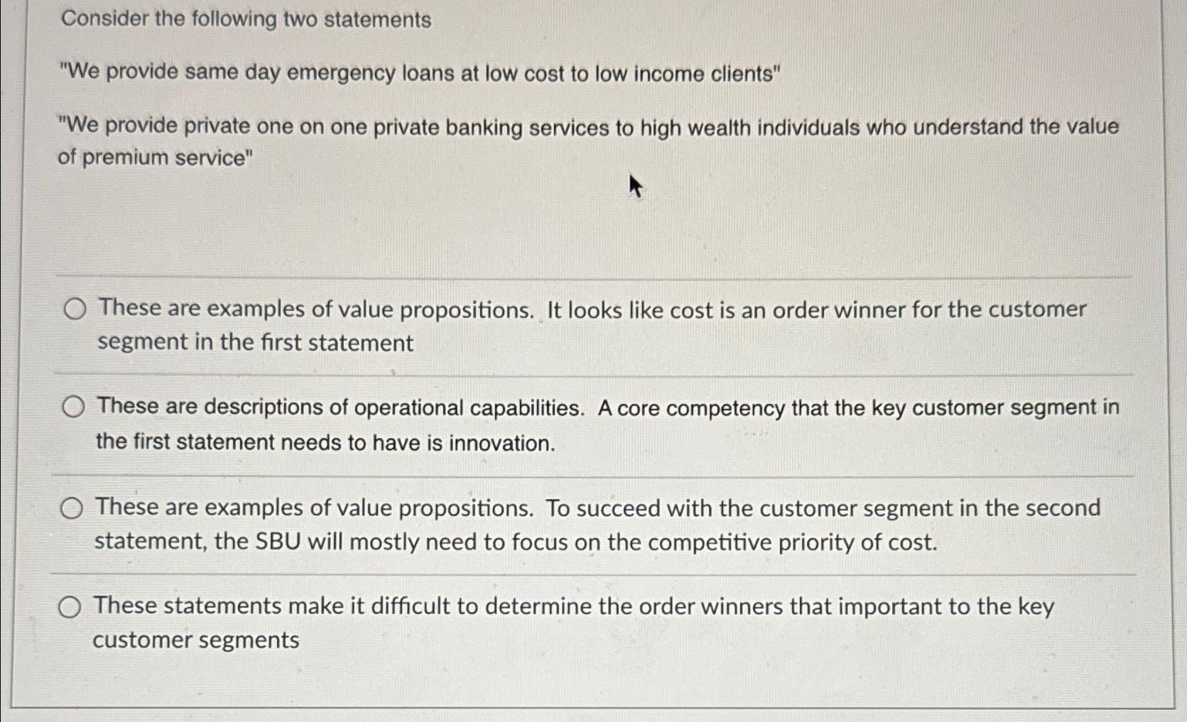 Solved Consider the following two statements"We provide same | Chegg.com