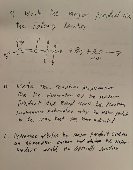 Solved The major 9. Write the major product Fox the | Chegg.com