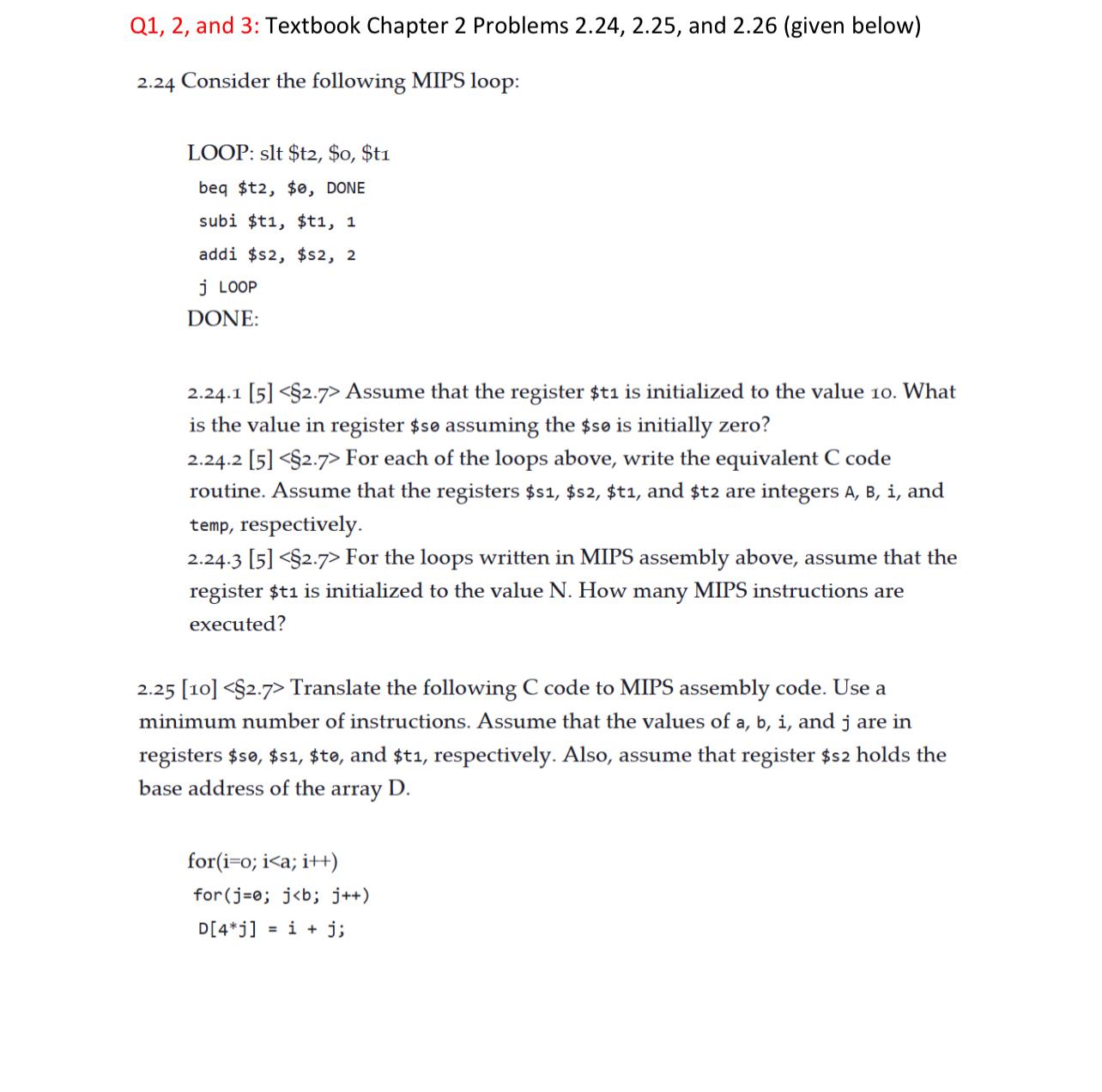 Solved Q1, 2, ﻿and 3: Textbook Chapter 2 ﻿Problems | Chegg.com