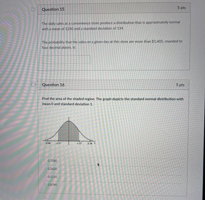 Solved The total area under a normal distribution curve to | Chegg.com