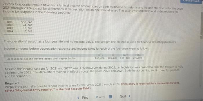 Solved Zekany Corporation would have had identical income | Chegg.com