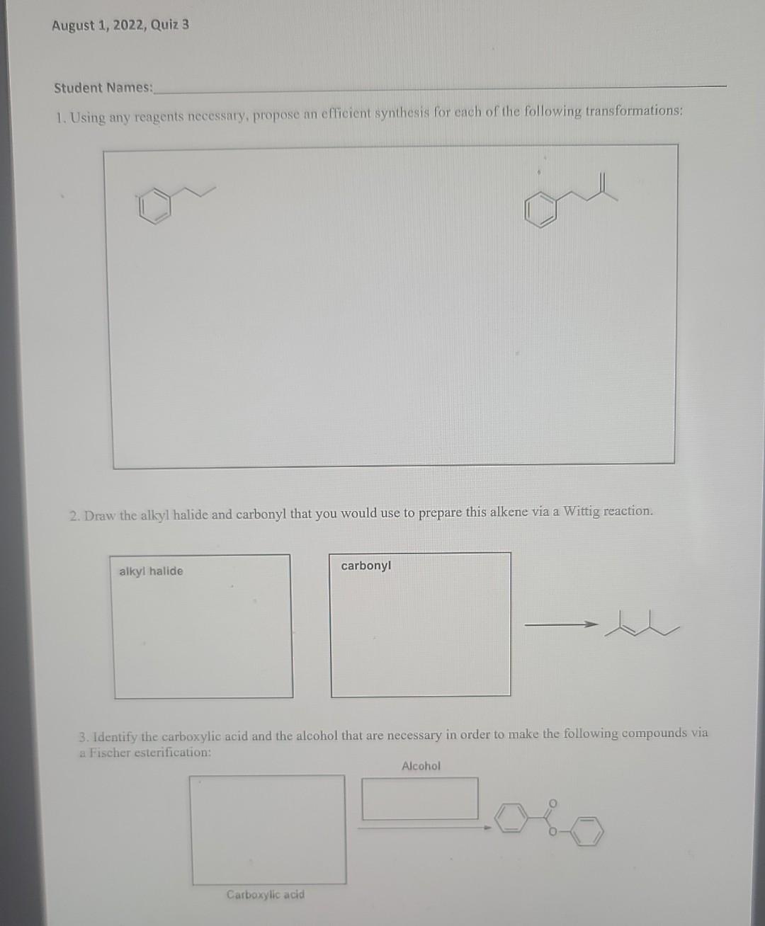 Solved 1. Using any reagents necessary, propose an efficient | Chegg.com