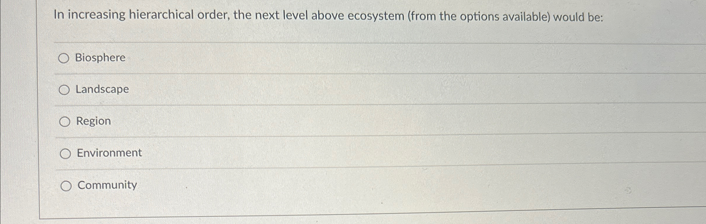 Solved In increasing hierarchical order, the next level | Chegg.com