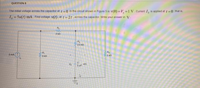 Solved The initial voltage across the capacitor at equation | Chegg.com