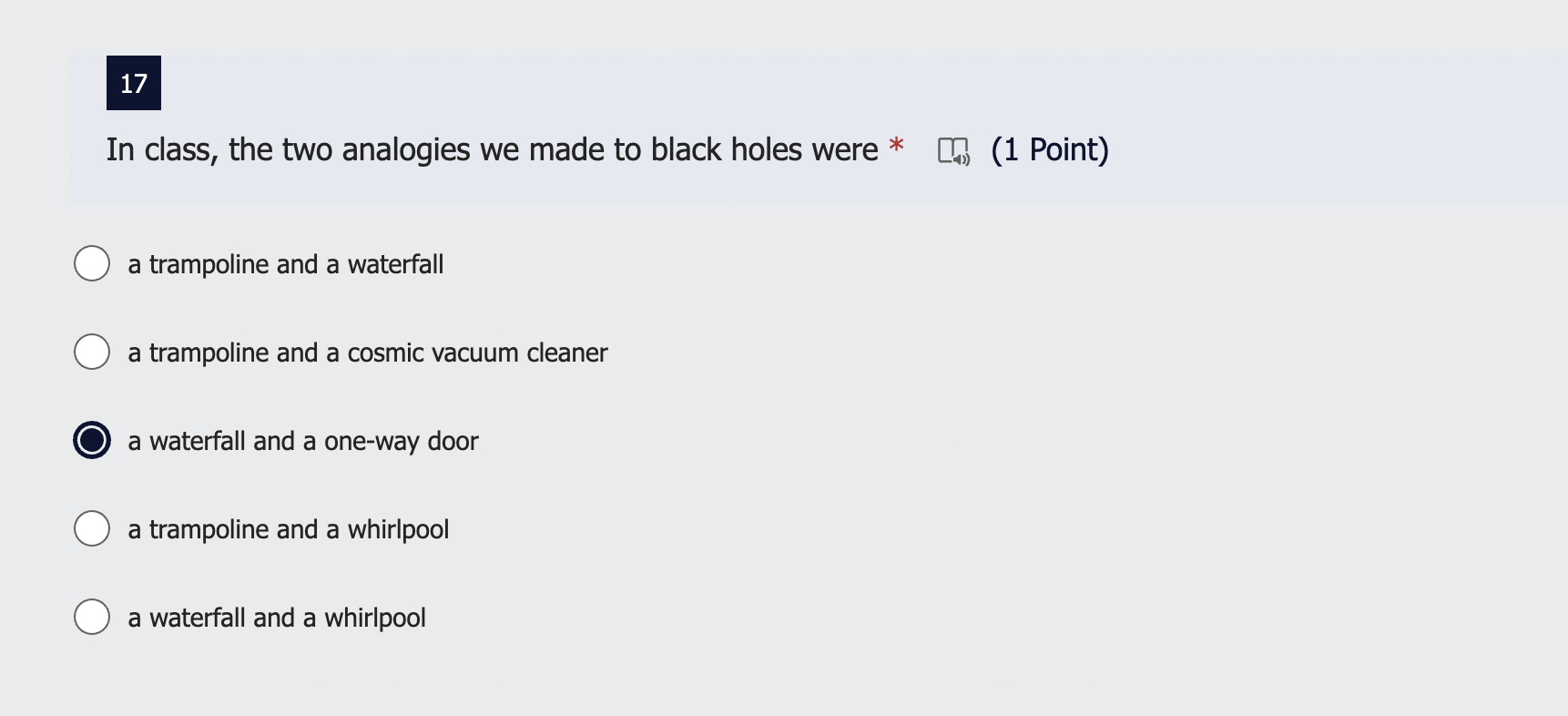 Solved In class, the two analogies we made to black holes | Chegg.com