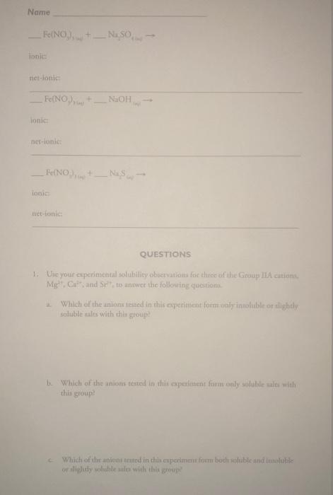 Solved EQUATIONWRITE-UP Write molecular, ionic, and | Chegg.com