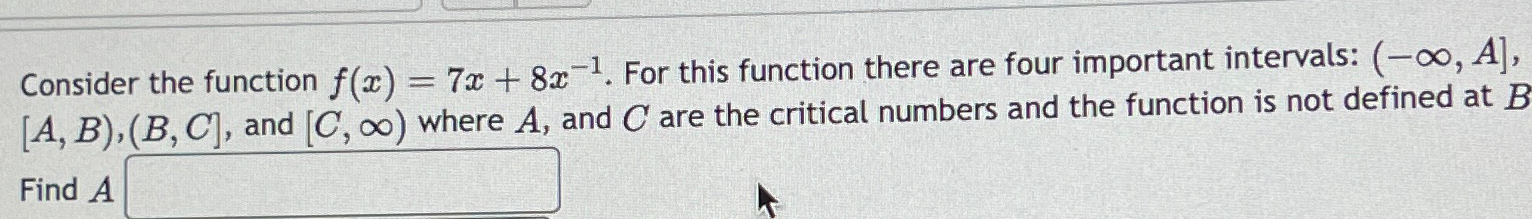Solved Consider the function f(x)=7x+8x-1. ﻿For this | Chegg.com