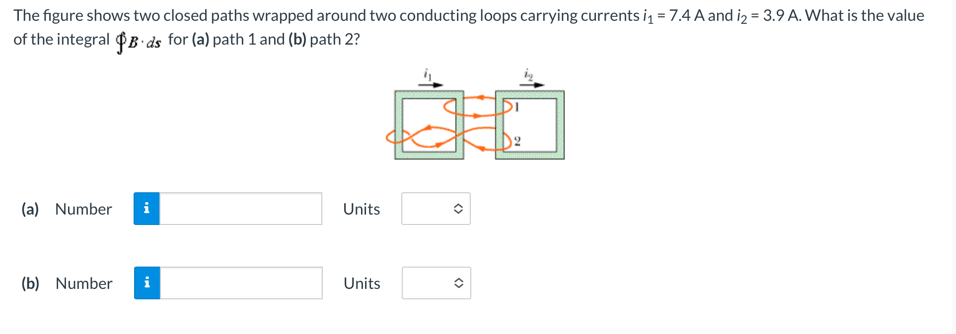 Solved The figure shows two closed paths wrapped around two | Chegg.com