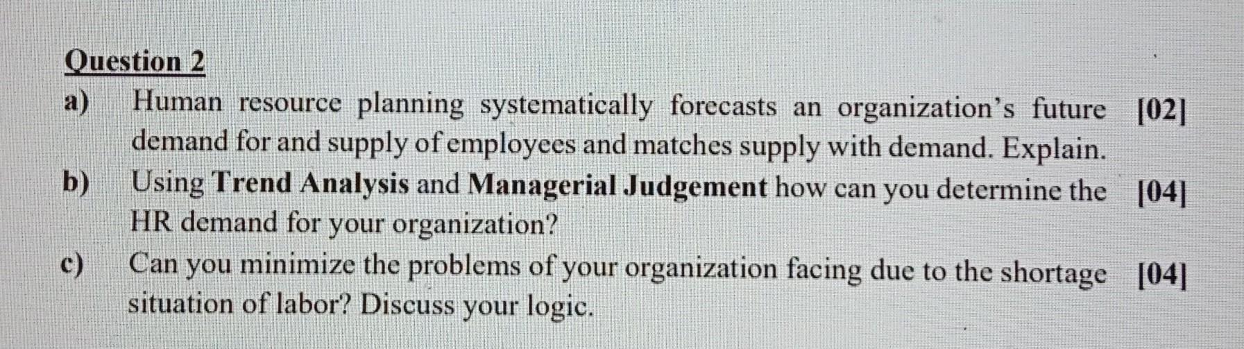 Solved Question 2 a) Human resource planning systematically | Chegg.com