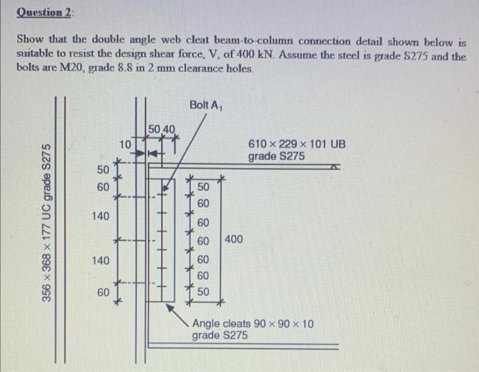 Solved Show that the double angle web cleat beam-to-column | Chegg.com