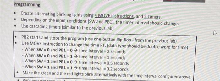 Programming - Create alternating blinking lights | Chegg.com
