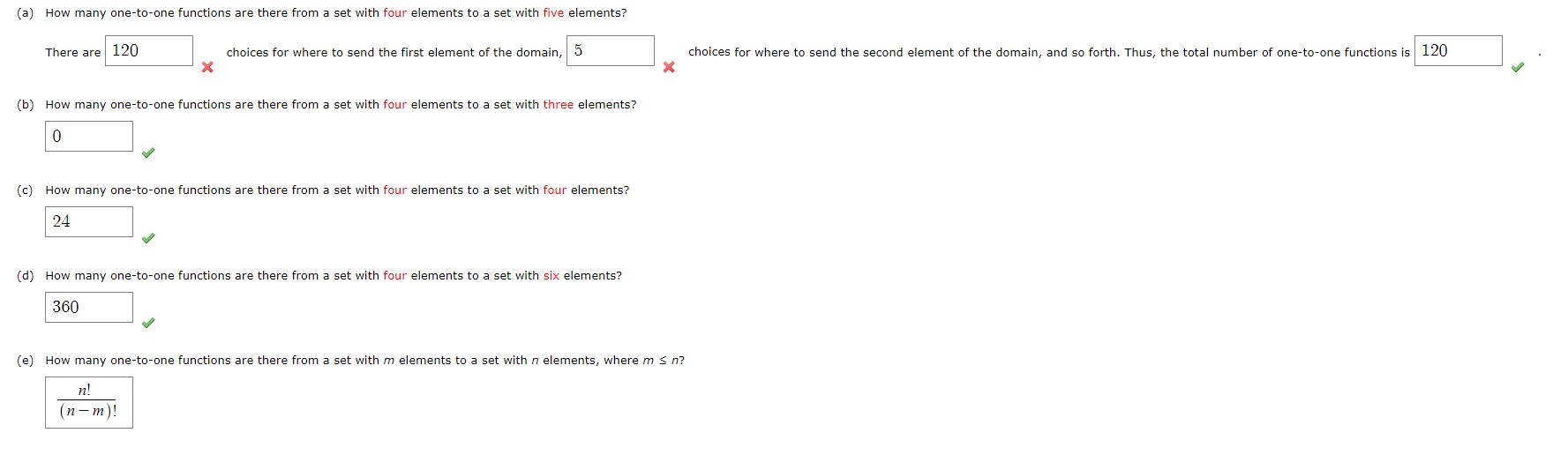 Solved (a) ﻿How many one-to-one functions are there from a | Chegg.com