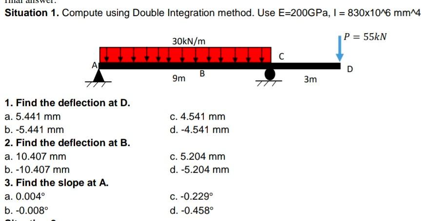 Solved Situation 1. Compute using Double Integration method. | Chegg.com