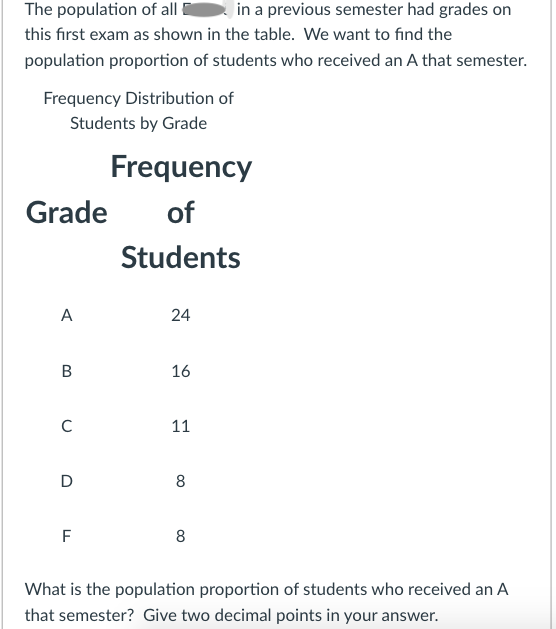 Solved The population of all students ﻿in a previous | Chegg.com