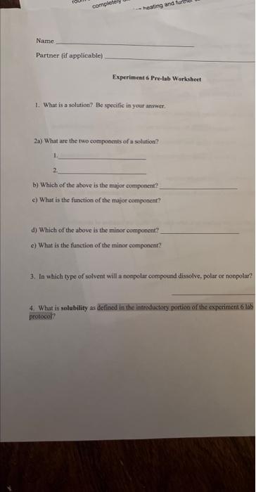 Solved Nimme Partner (if applicable) Experiment 6 Pre-lab | Chegg.com