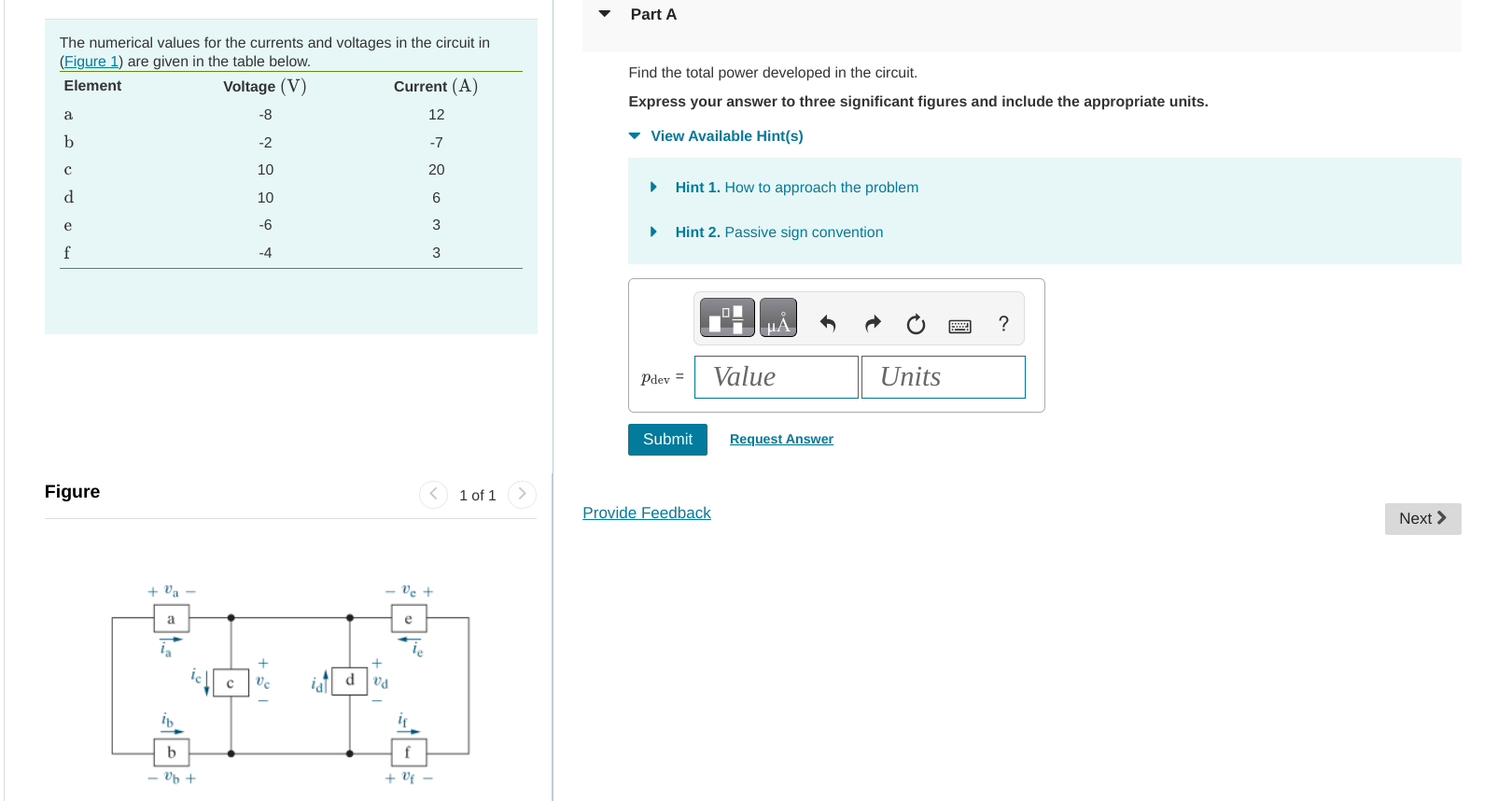 Part AThe numerical values for the currents and | Chegg.com