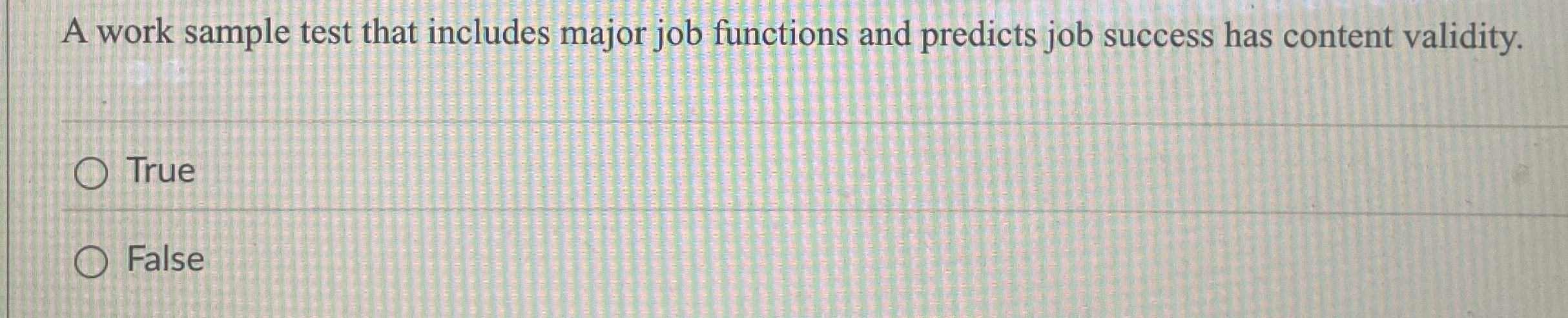 Solved A work sample test that includes major job functions | Chegg.com