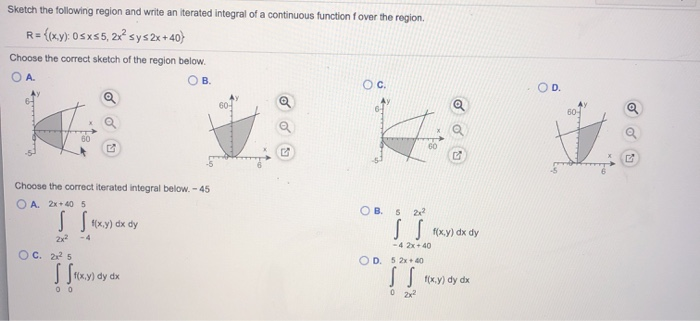 Solved Sketch the following region and write an iterated | Chegg.com