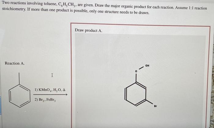 Solved Two reactions involving toluene, CH,CH,, are given. | Chegg.com