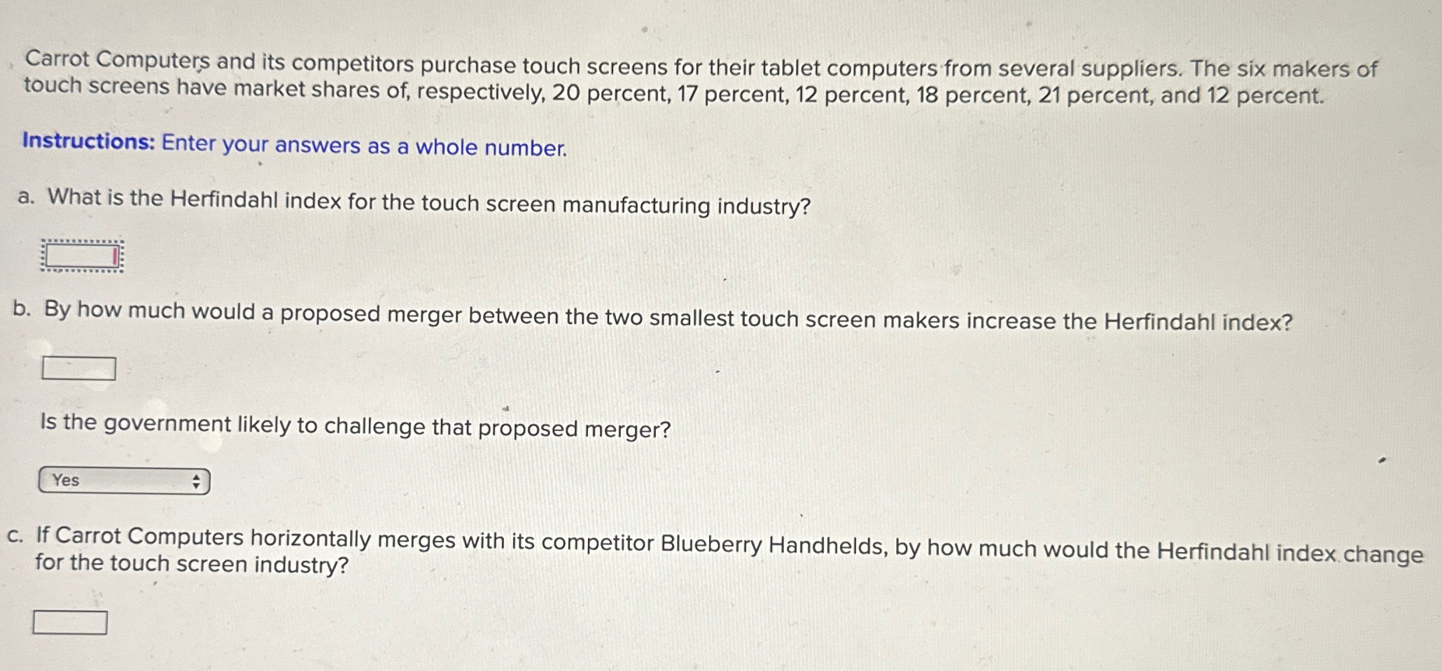Solved Carrot Computers and its competitors purchase touch | Chegg.com