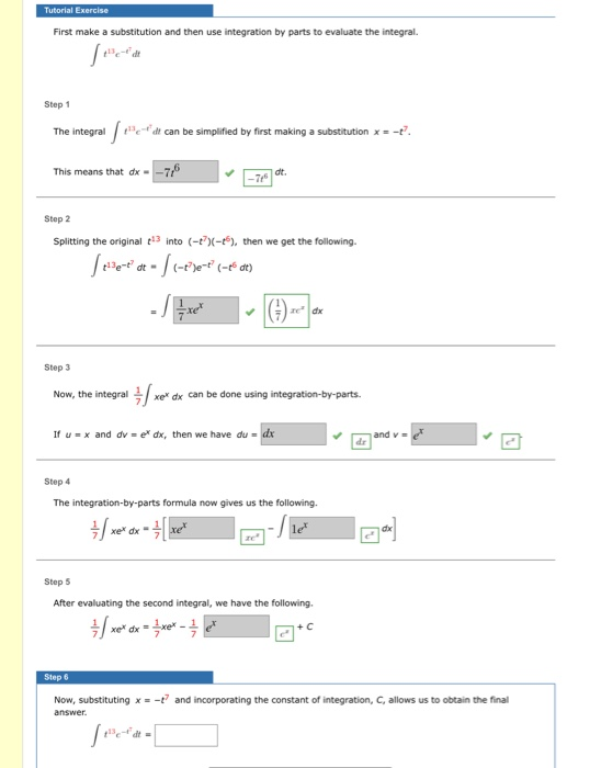Solved Tutorial Exercise First Make A Substitution And Then