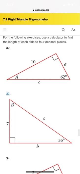 Solved 8:47 7.2 Right Triangle Trigonometry E Q For the | Chegg.com
