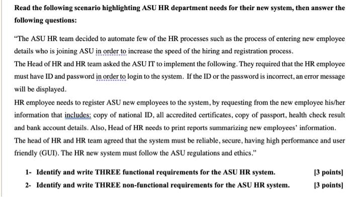 Solved Read the following scenario highlighting ASU HR | Chegg.com