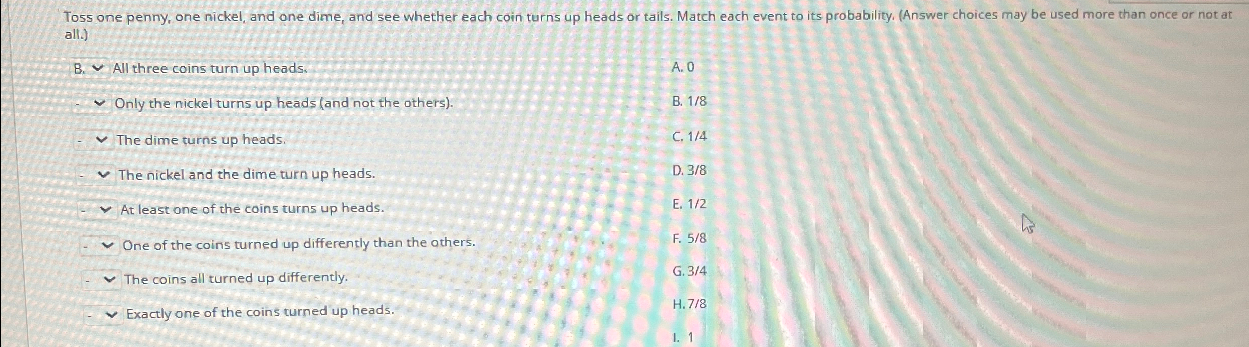 Solved Toss one penny, one nickel, and one dime, and see | Chegg.com