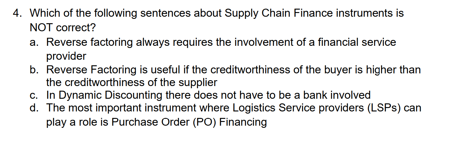 4. ﻿Which of the following sentences about Supply | Chegg.com