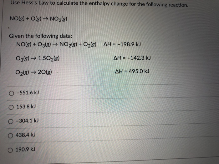 Solved Use Hess's Law to calculate the enthalpy change for | Chegg.com
