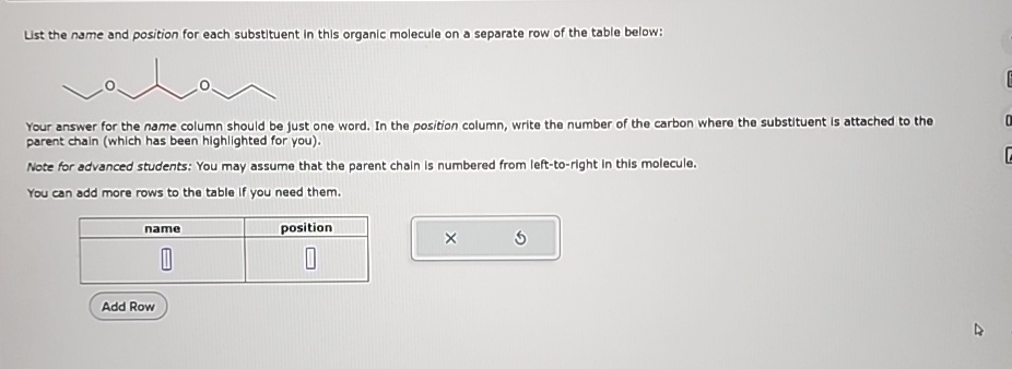 Solved Ust the name and position for each substituent in | Chegg.com