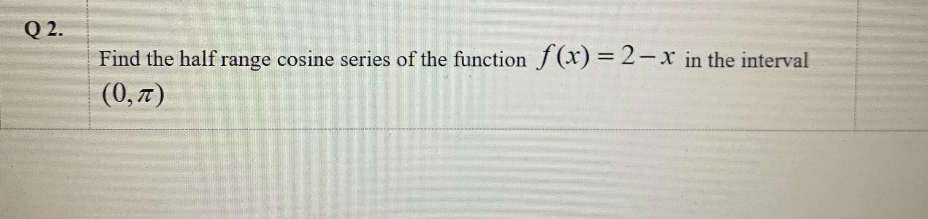 Solved Q 2 ﻿find The Half Range Cosine Series Of The