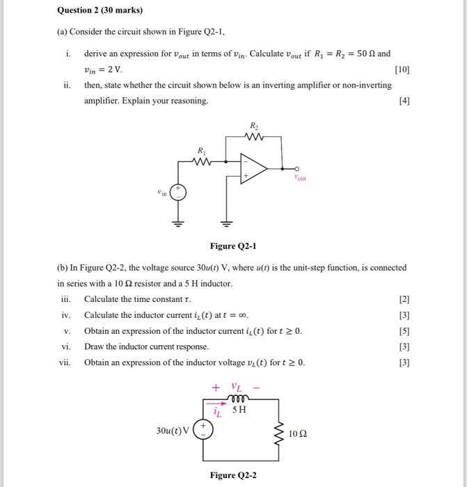 Solved (a) Consider the circuit shown in Figure Q2-1, i. | Chegg.com
