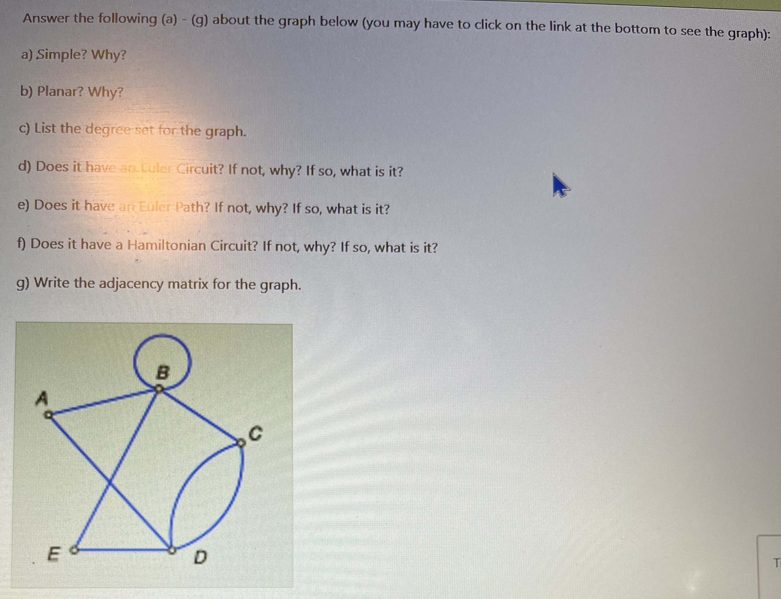 Solved Answer the following (a) - (g) ﻿about the graph below | Chegg.com