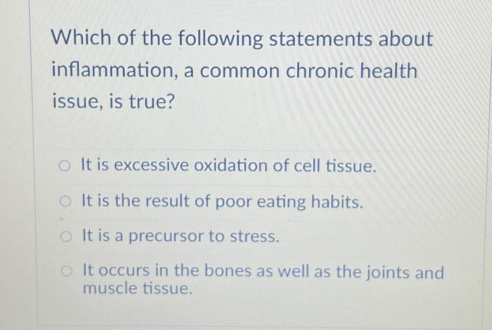 Solved Which of the following statements about inflammation, | Chegg.com
