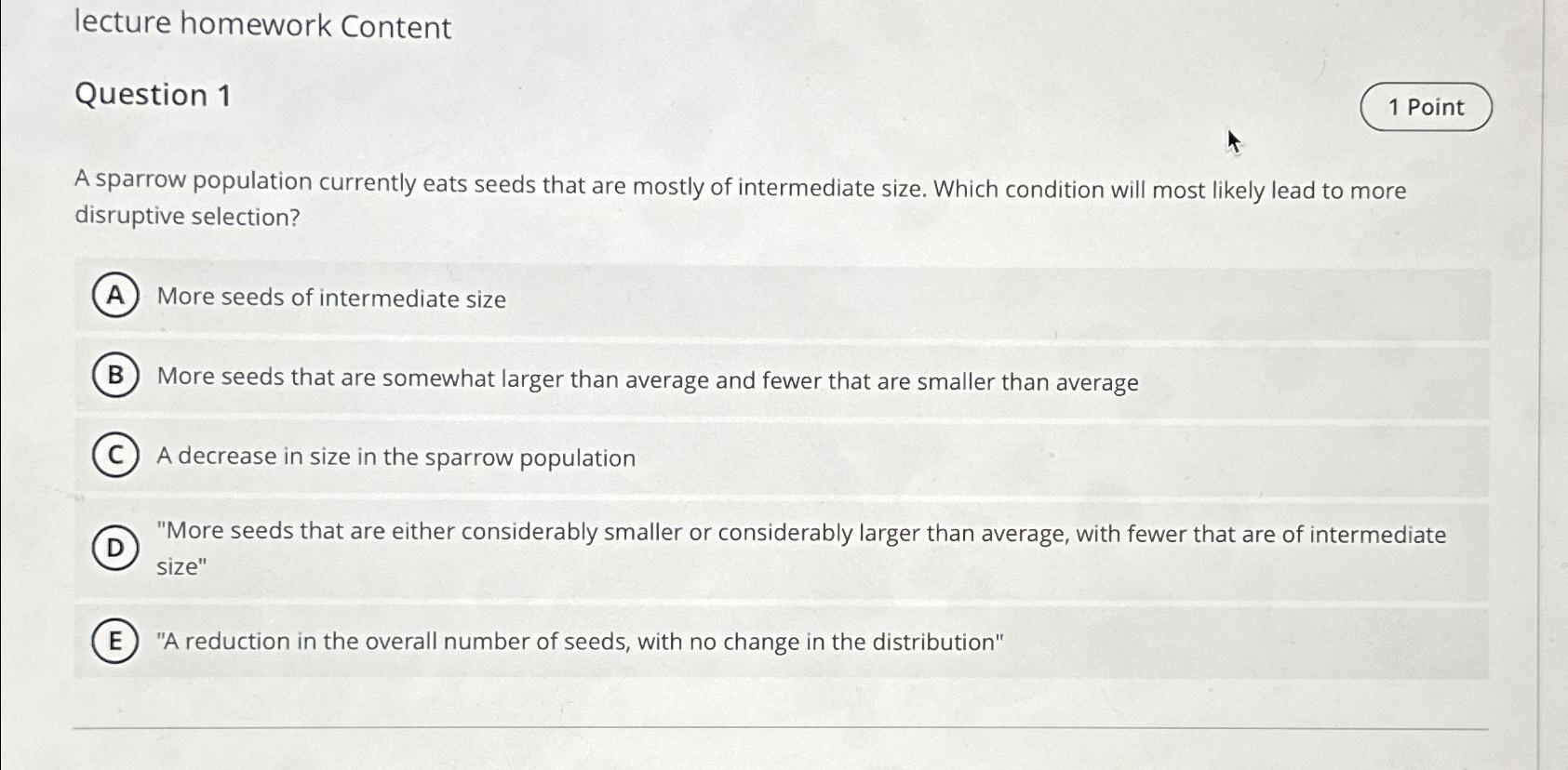 Solved lecture homework ContentQuestion 11 ﻿PointA sparrow | Chegg.com
