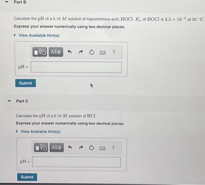 Solved The pH of a solution is the negative logarithm of the | Chegg.com