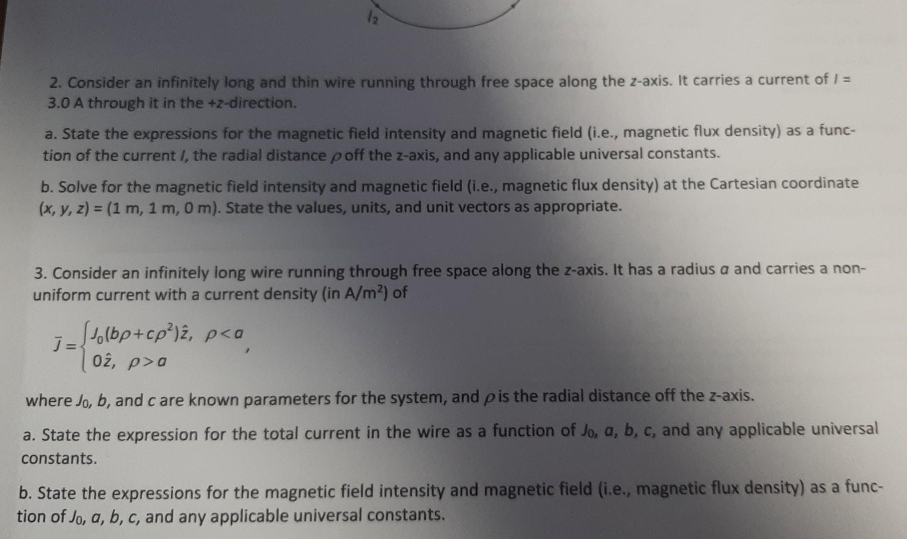 Solved 2. Consider an infinitely long and thin wire running | Chegg.com