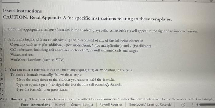 Excel Instructions CAUTION: Read Appendix A for | Chegg.com