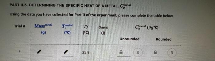 PART 11.4. DETERMINING THE HEAT GAINED BY THE | Chegg.com