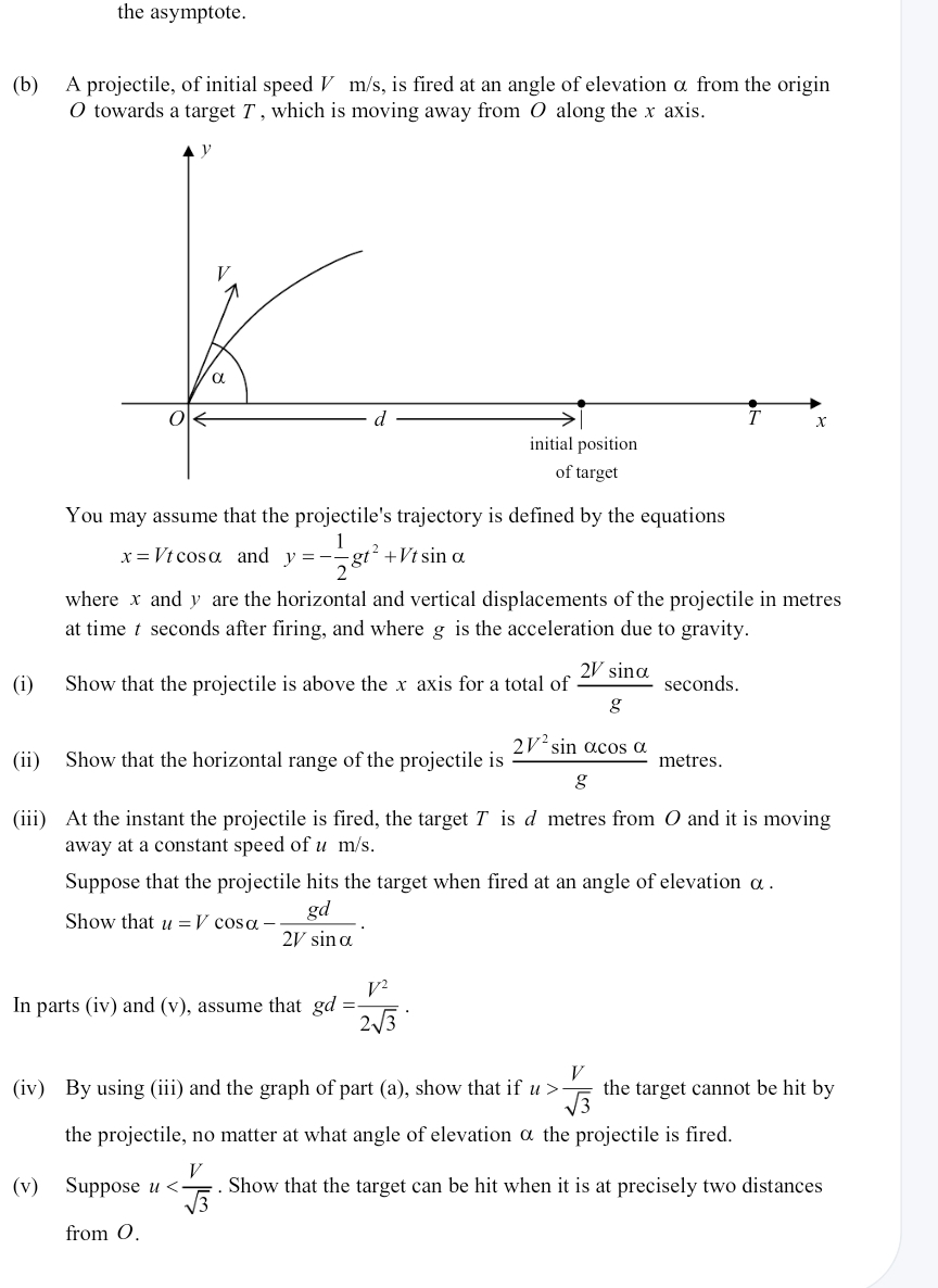 Solved the asymptote.(b) ﻿A projectile, of initial speed | Chegg.com