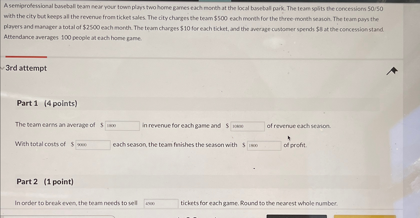 Solved A semiprofessional baseball team near your town plays | Chegg.com