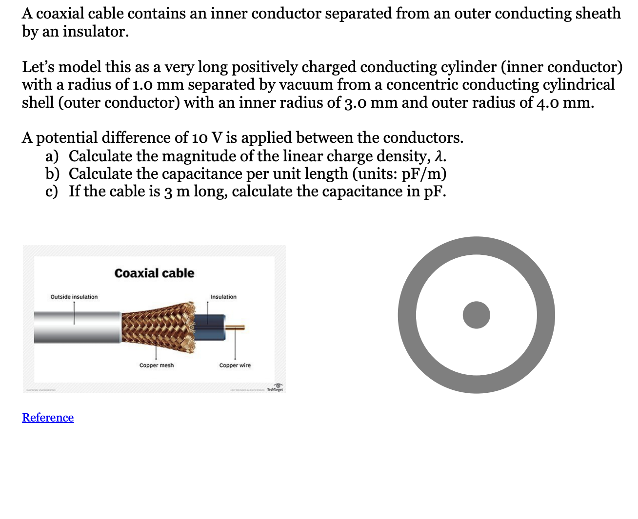 Solved A coaxial cable contains an inner conductor separated | Chegg.com