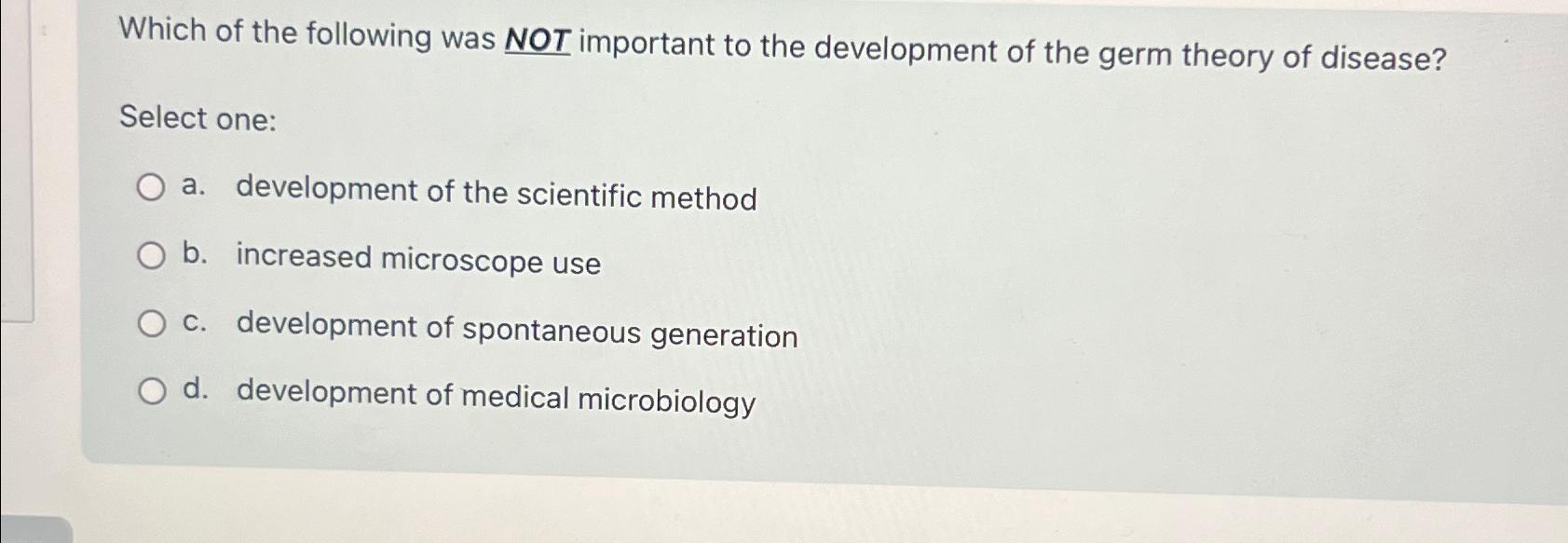 Solved Which of the following was NOT important to the | Chegg.com