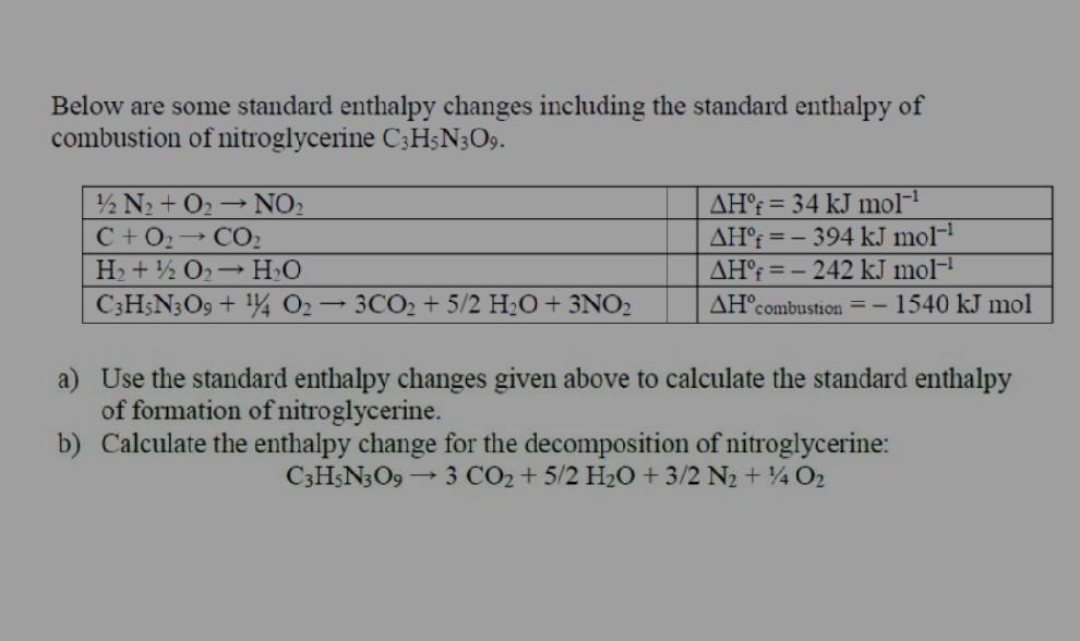 Solved Below are some standard enthalpy changes including | Chegg.com