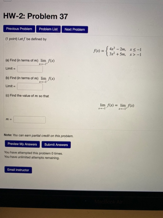 Solved HW-2: Problem 37 Previous Problem Problem List Next | Chegg.com