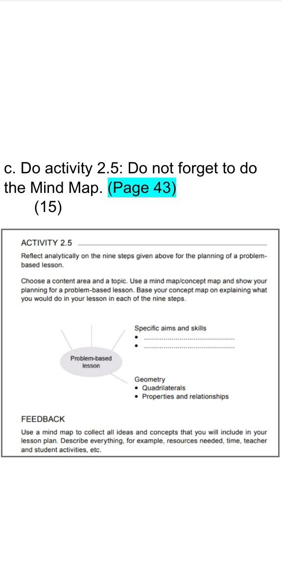 Solved c. Do activity 2.5: Do not forget to do the Mind Map. | Chegg.com
