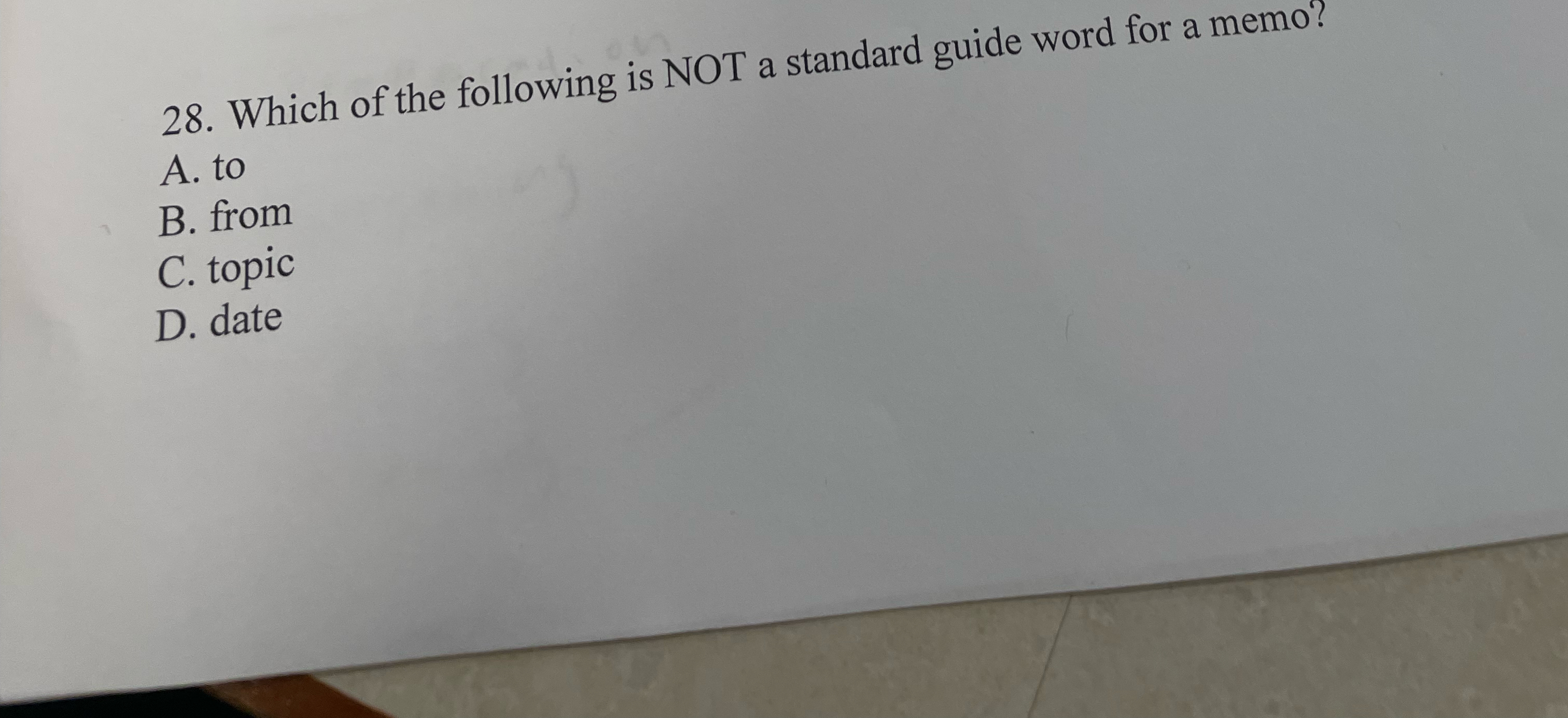 Solved Which of the following is NOT a standard guide word | Chegg.com